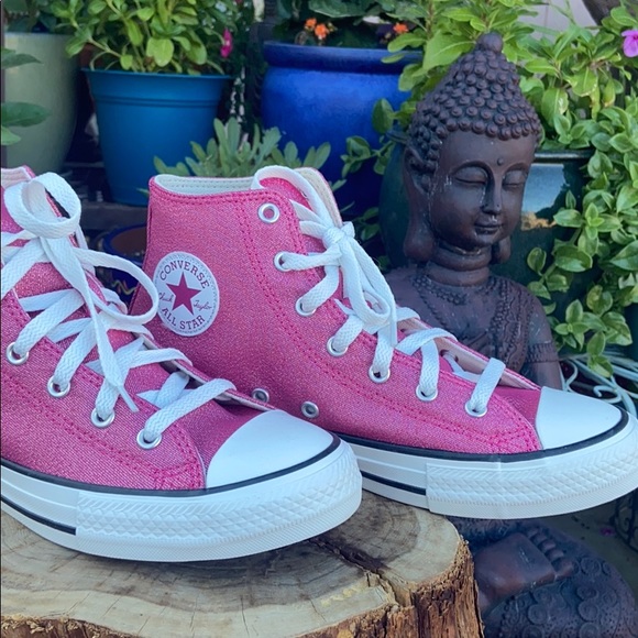 Converse | Shoes | New Sparkling Metallic Hot Pink Converse Hi Tops ...